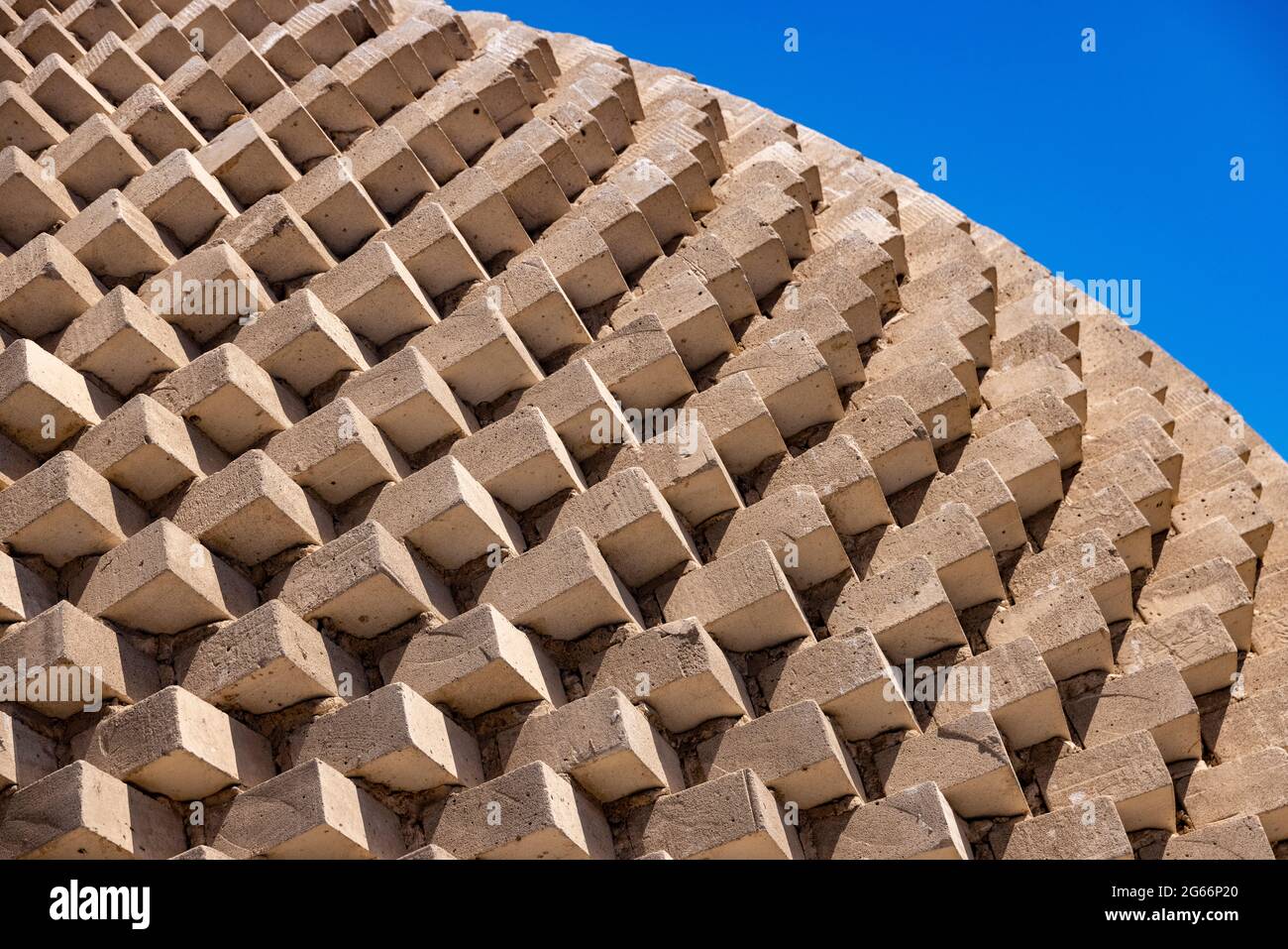 detail of brickwork on dome, Abu al Stait Mosque, Basuna, Sohag, Egypt ...