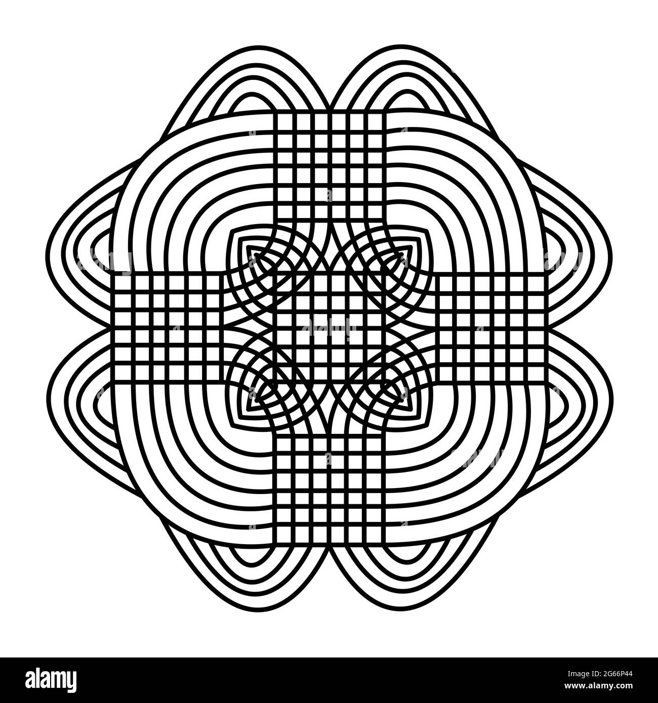 Indian Rangoli design concept of floral line art isolated on white ...
