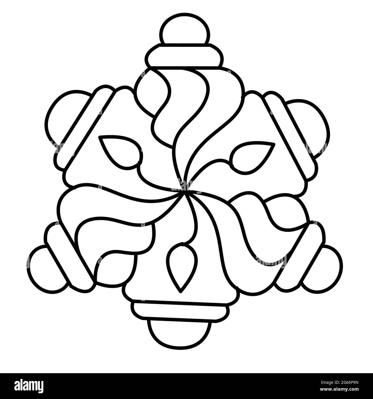 Indian Rangoli design concept of floral line art isolated on white ...