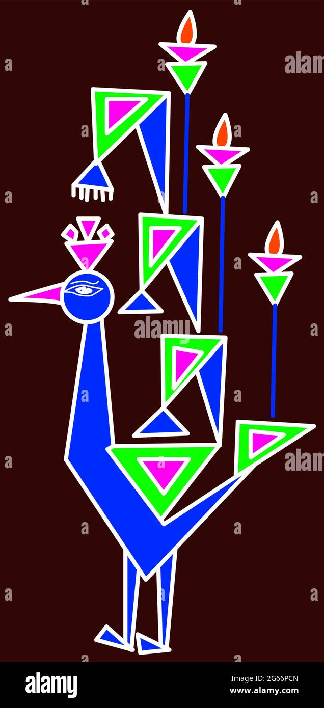 Triangle Shape Peacock design - Colorful Rangoli, Alpona or Paisley ...