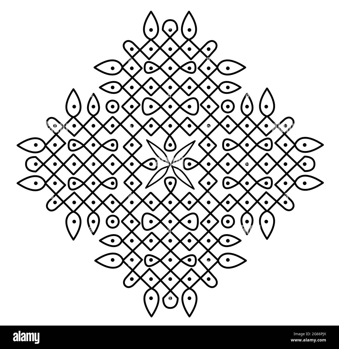 Rangoli Designs With Dots And Line Segments