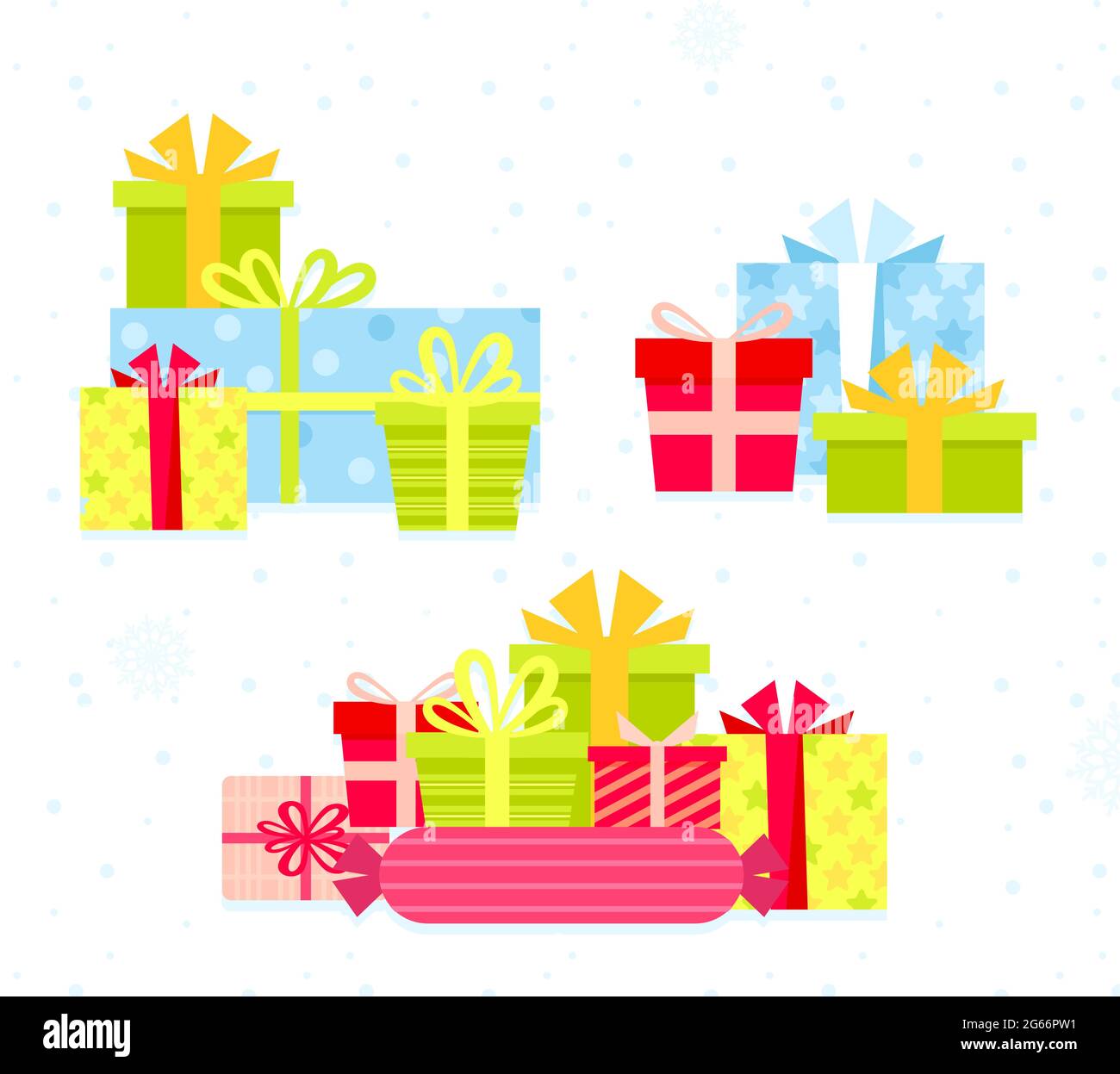 Vector illustration set of different colorful gift boxes. Flat cartoon ...