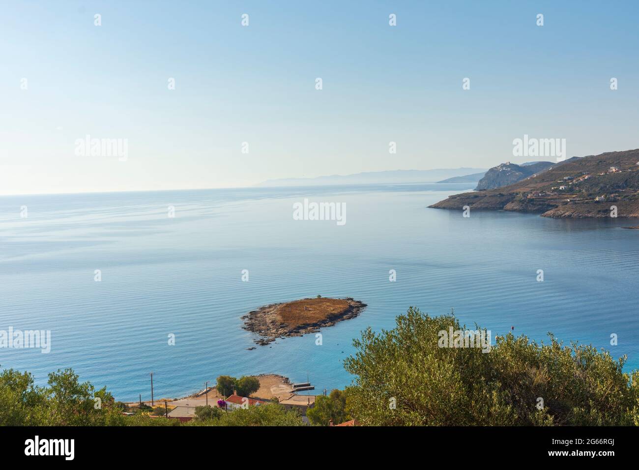 Panorama with sea view on Daskalio gulf in Keratea in Greece Stock ...
