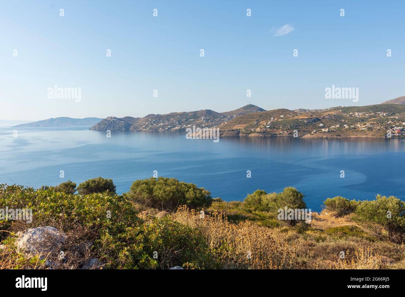 Panorama with sea view on Daskalio gulf in Keratea in Greece Stock ...