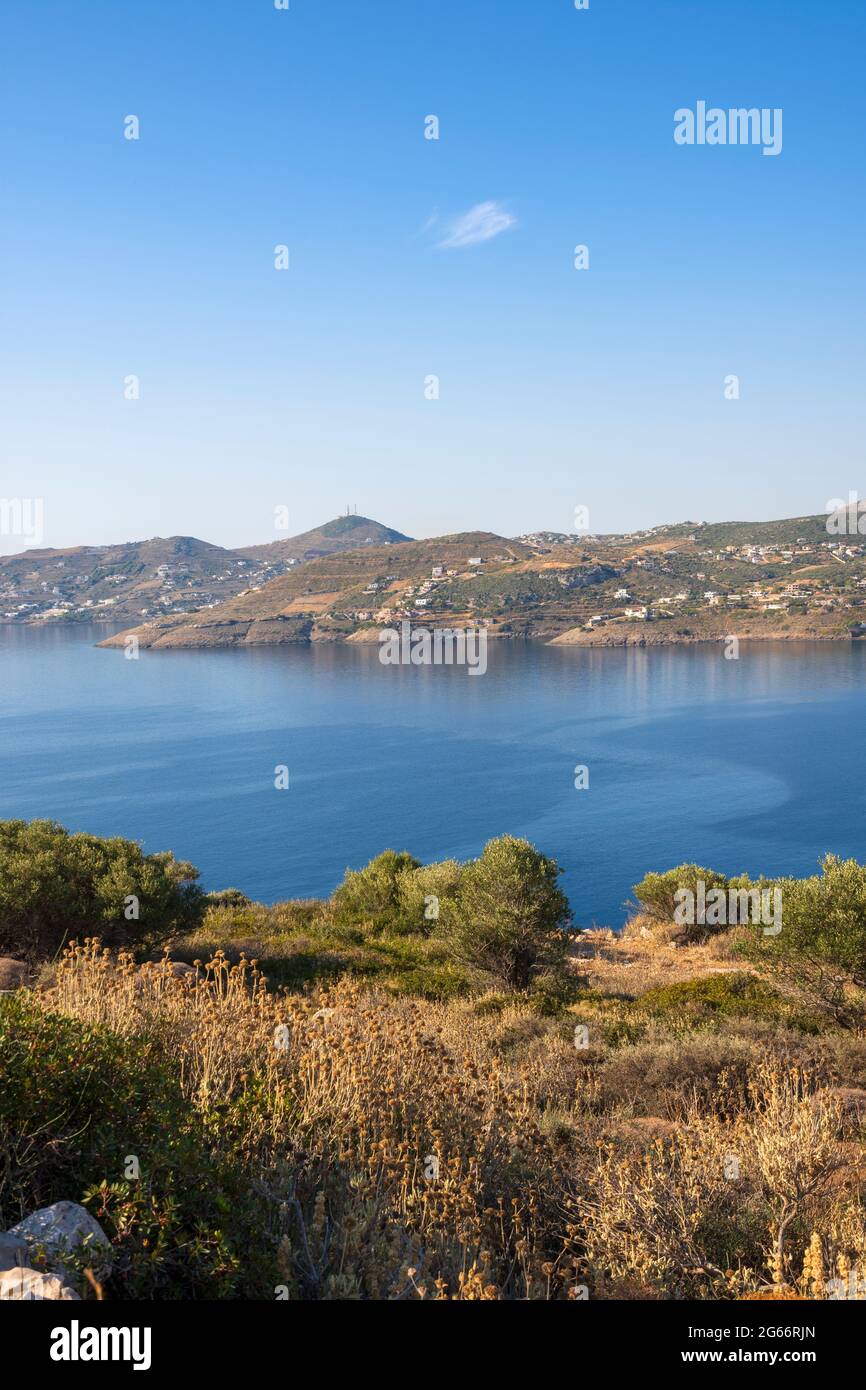 Panorama with sea view on Daskalio gulf in Keratea in Greece Stock ...