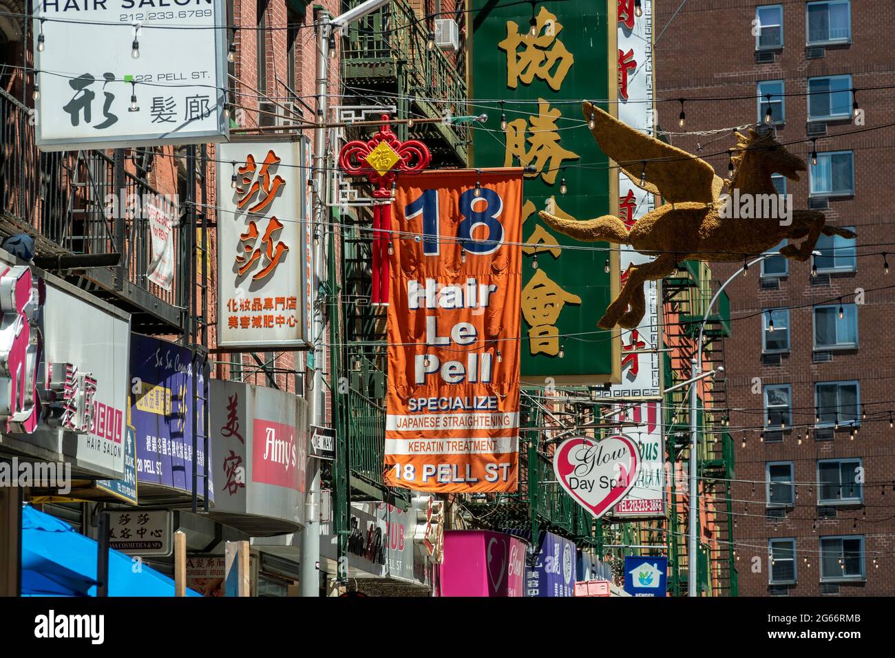 Businesses on Pell Street in Chinatown in New York on Thursday, June 24 ...