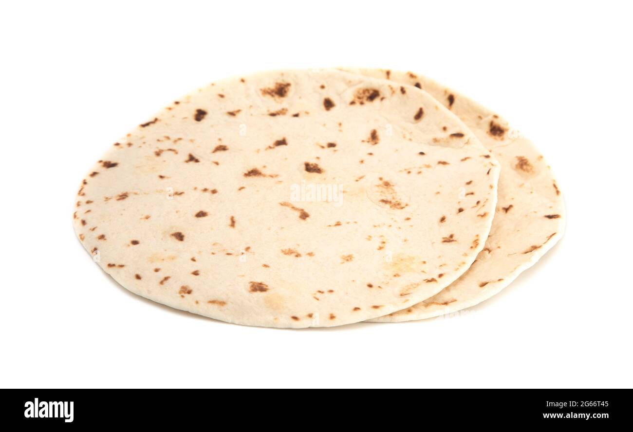 Fluffy White Tortillas on a White Background Stock Photo - Alamy