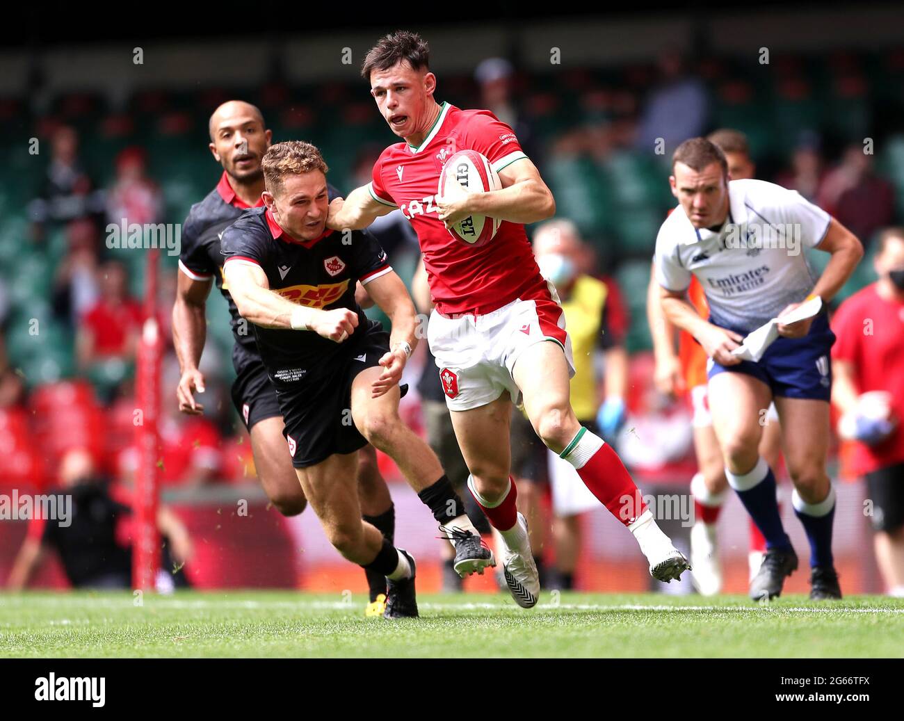Wales' Tom Rogers in action during the Summer Series match at the ...