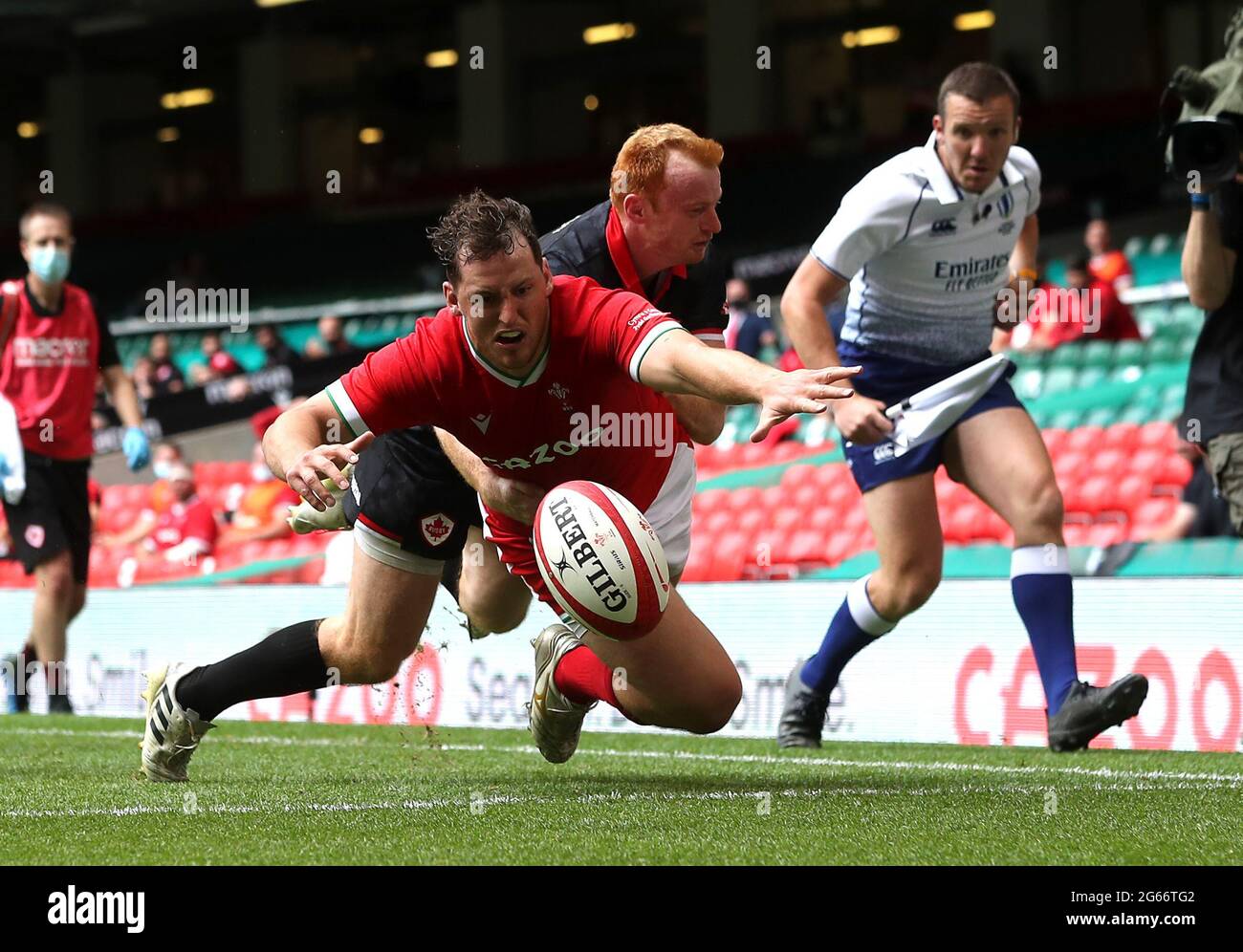 Wales' Ryan Elias fails to score a try during the Summer Series match ...