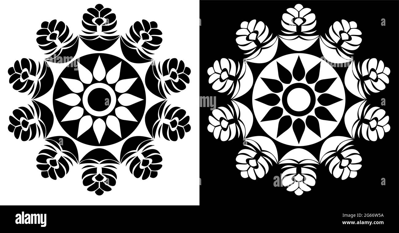 Festive rangoli Black and White Stock Photos & Images - Alamy