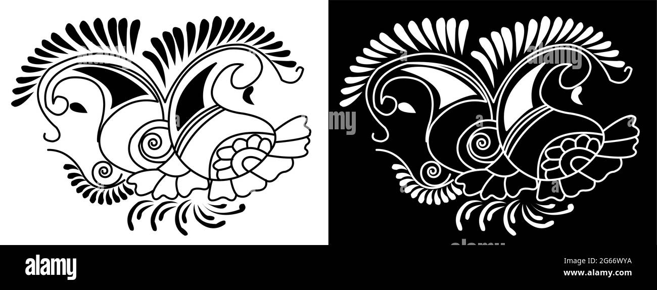 Indian Cultural Beautiful Alpona design concept of floral art isolated ...