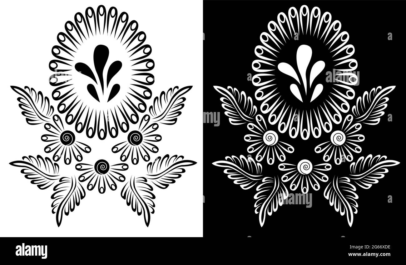 Indian Cultural Beautiful Alpona design concept of floral art isolated ...