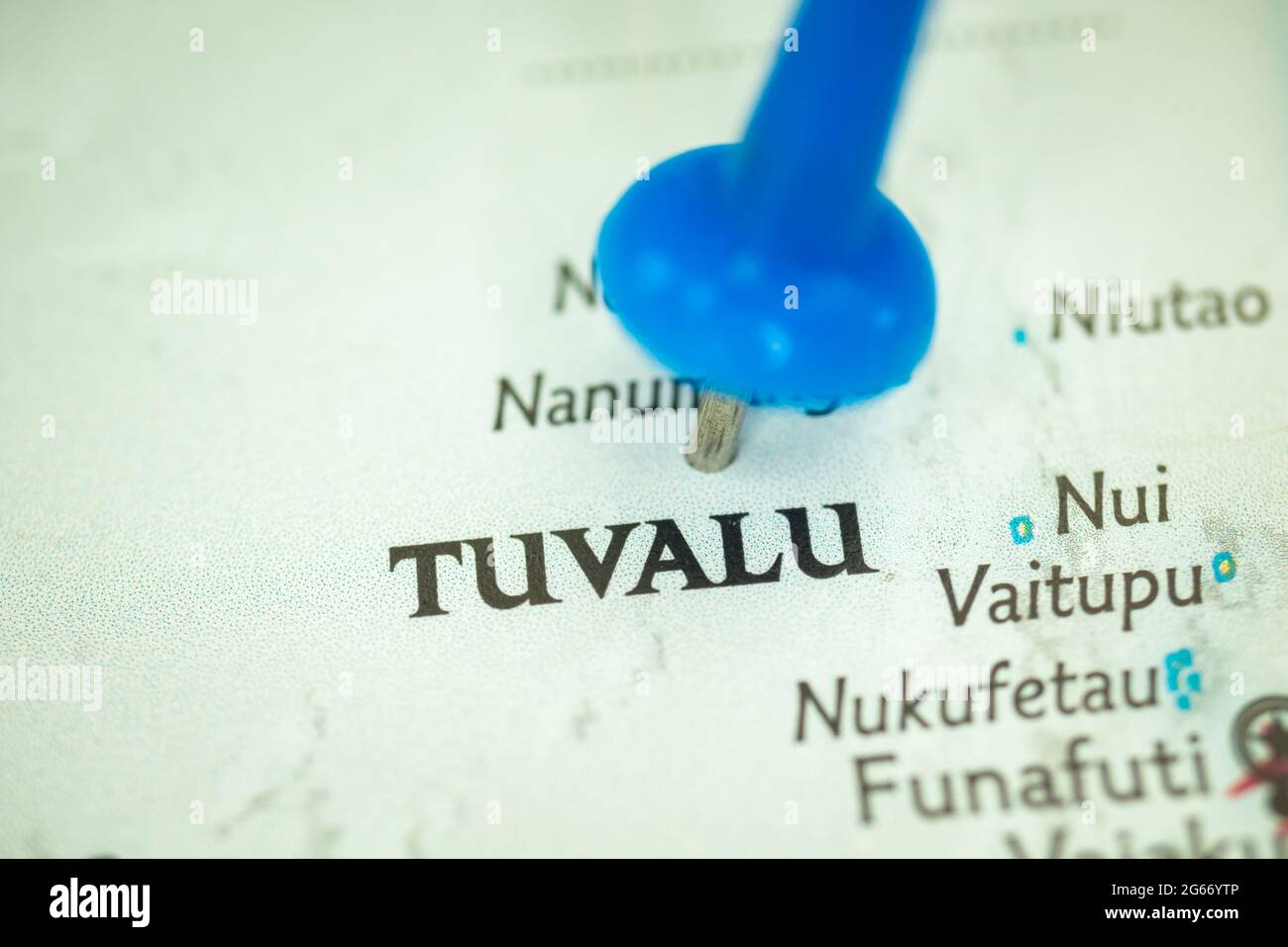 Location Tuvalu in Polinesia, map with push pin closeup, travel and ...