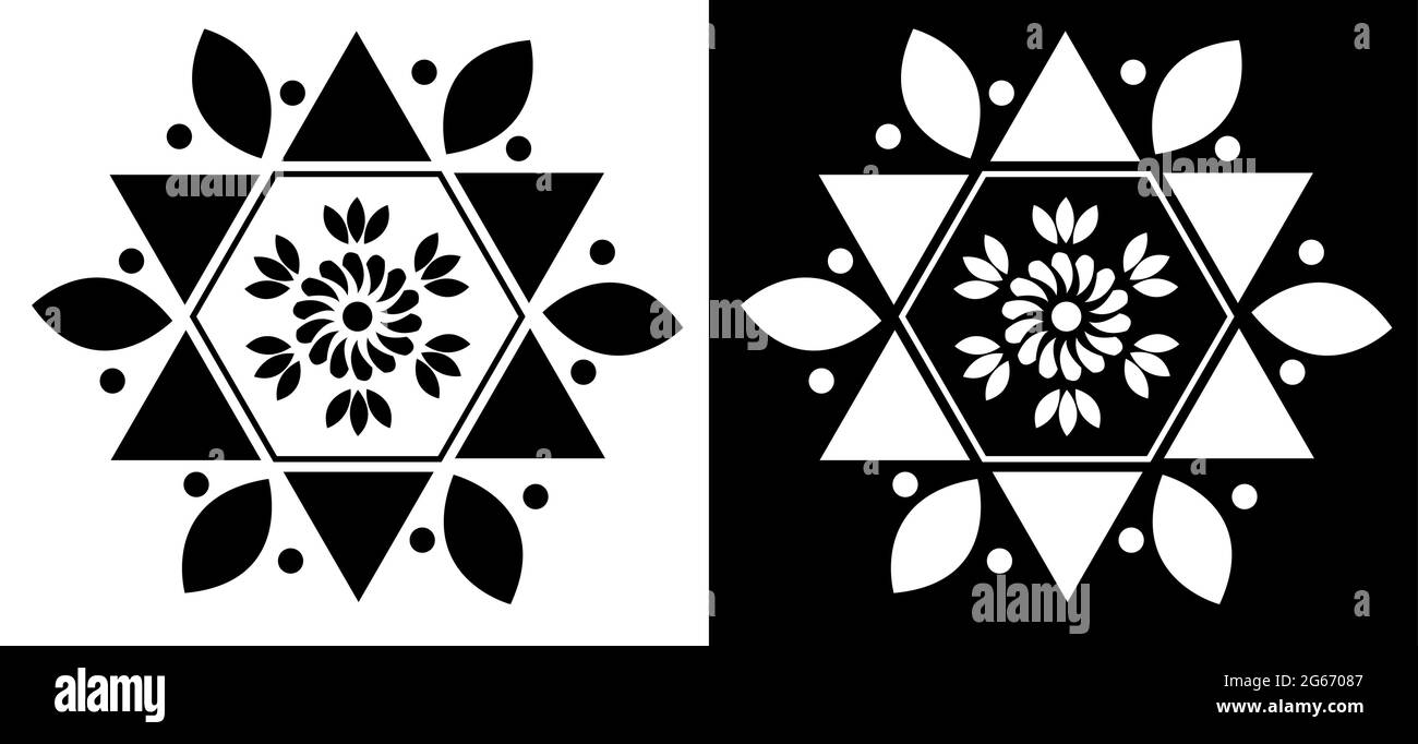 Festive rangoli Black and White Stock Photos & Images - Alamy