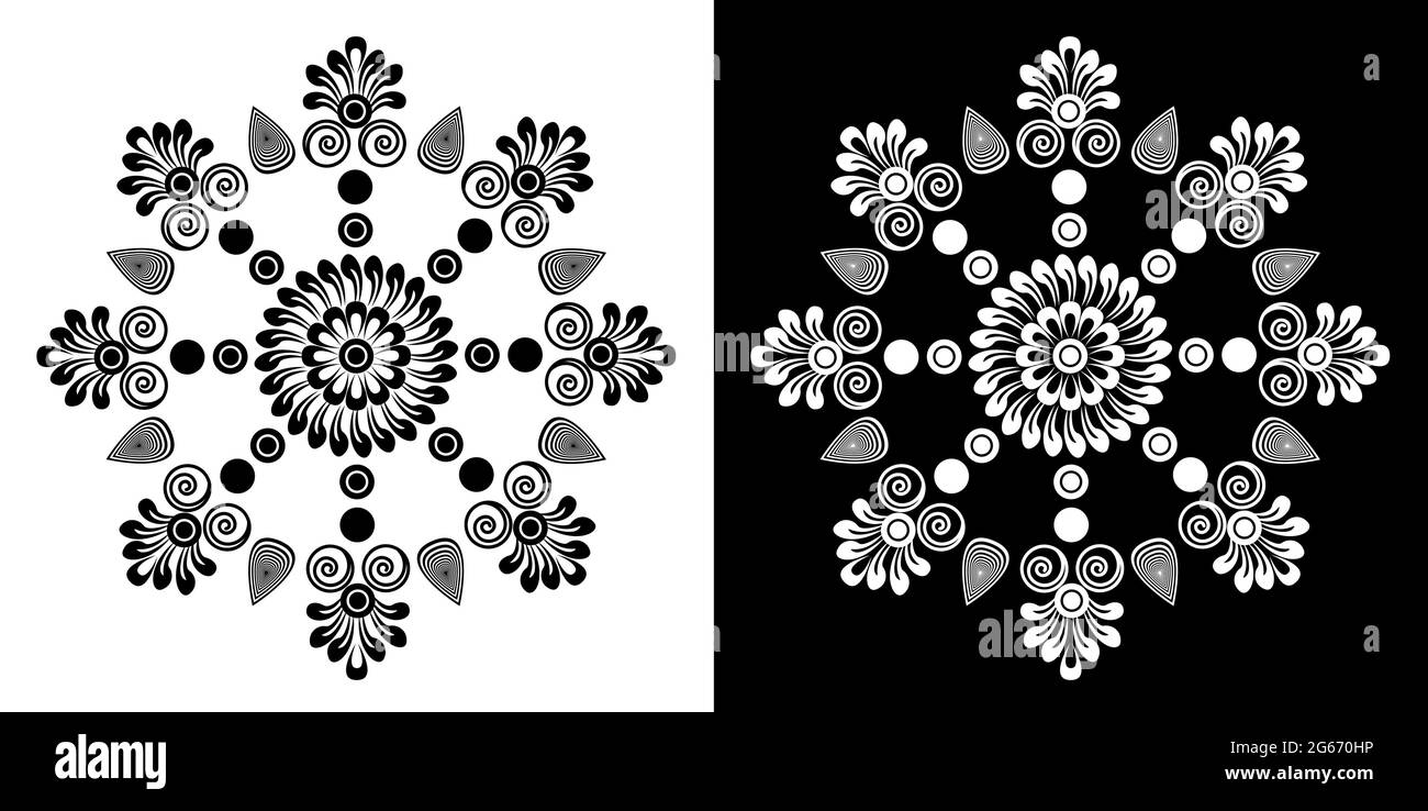 Festive rangoli Black and White Stock Photos & Images - Alamy