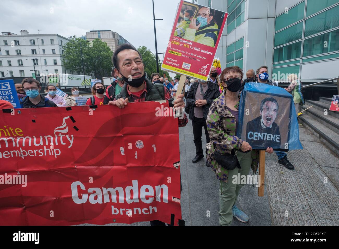 London, UK. 3rd July 2021. Campaigners march to a rally at the start of ...