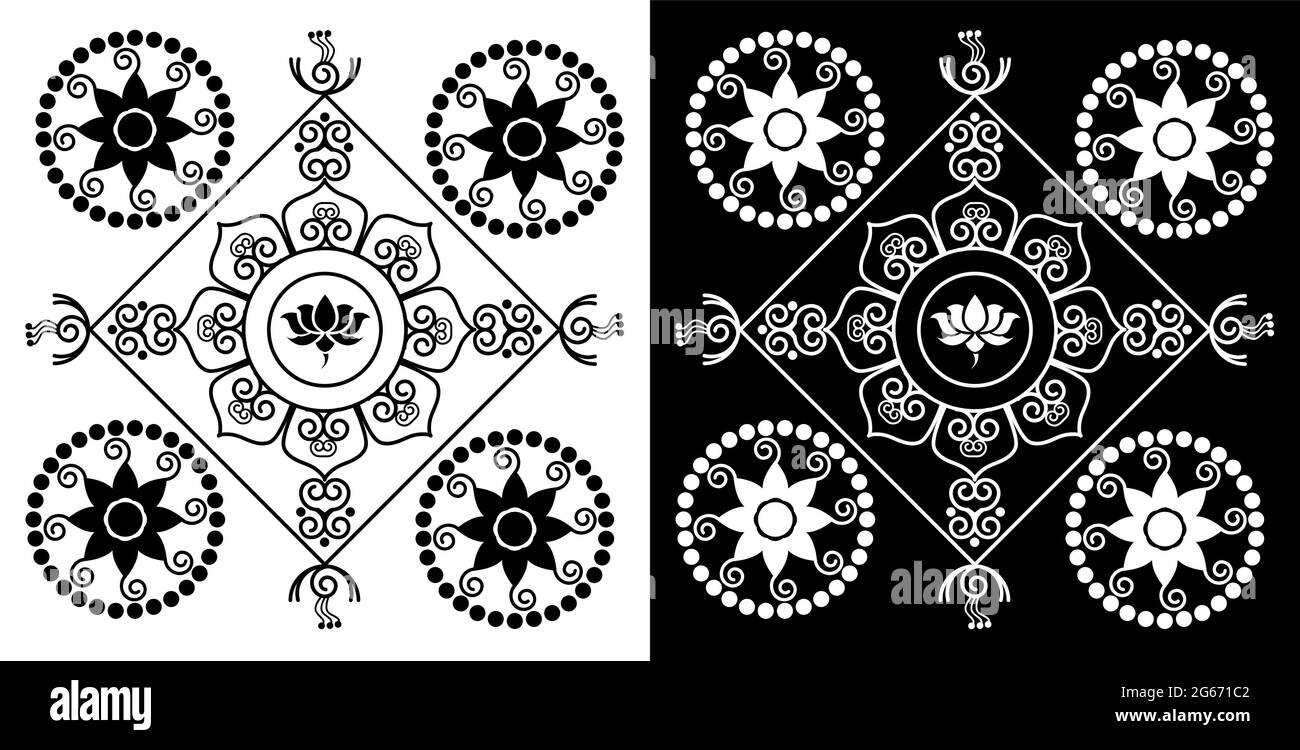 Indian Traditional and Cultural festive Rangoli Mandala design concept ...