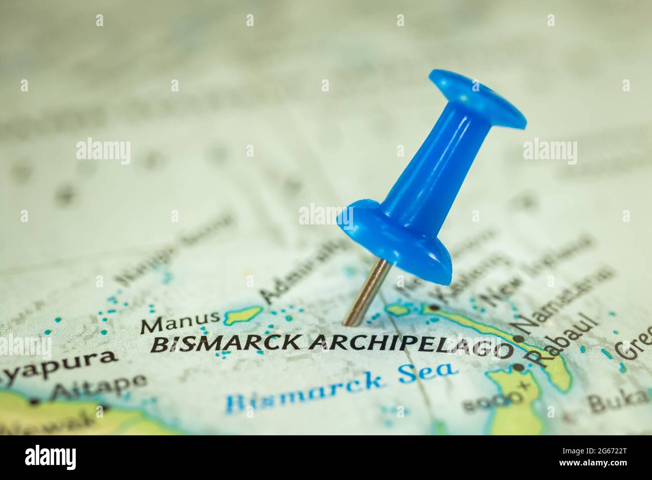 Location Bismarck Archipelago, map with push pin closeup, travel and ...