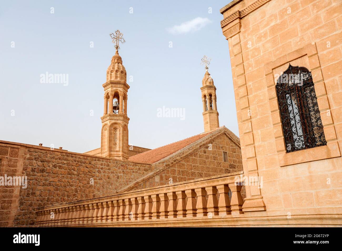 Two bell towers of Mor Gabriel Monastery.Mardin,Turkey Stock Photo - Alamy