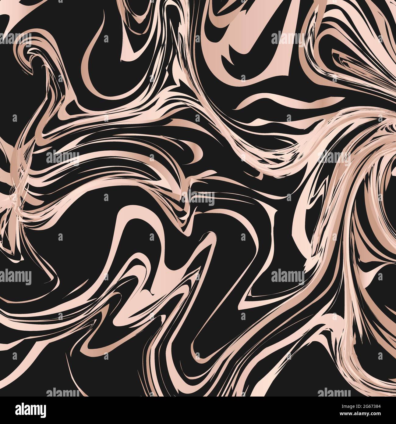 Liquid flow effect abstract background. Black and rose gold marble ...