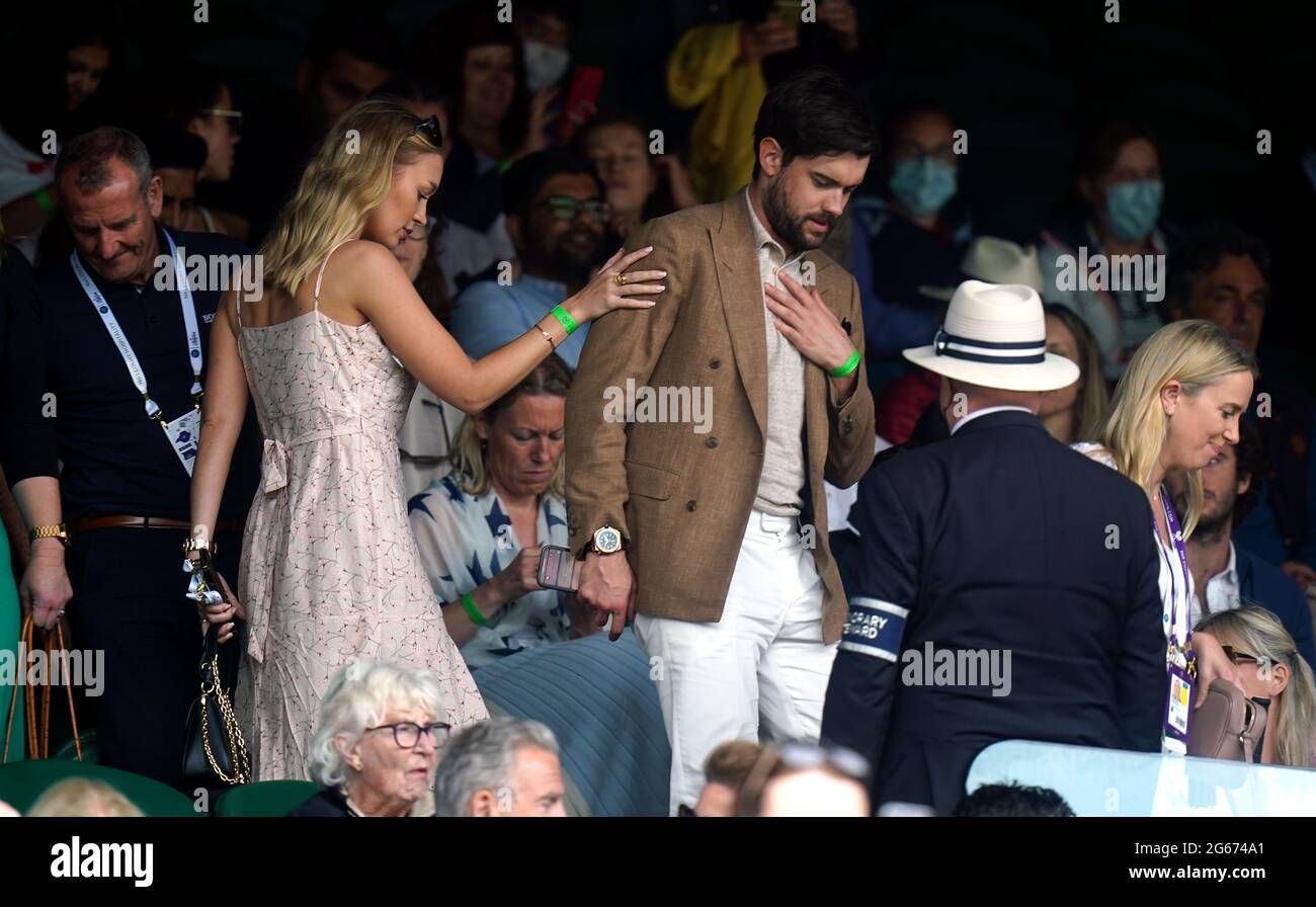 Roxy Horner and Jack Whitehall in the stands on centre court on day six ...