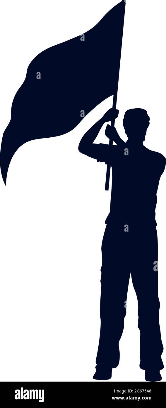 silhouette man with flag Stock Vector Image & Art - Alamy