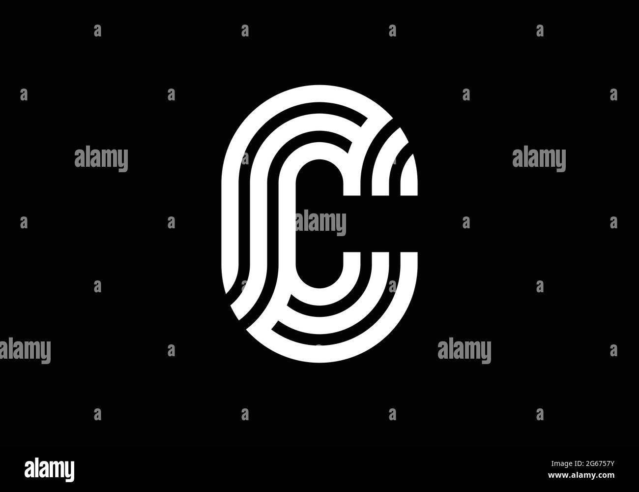 White Capital Lines Letter C. Creative Line Letters Design, Graphic ...