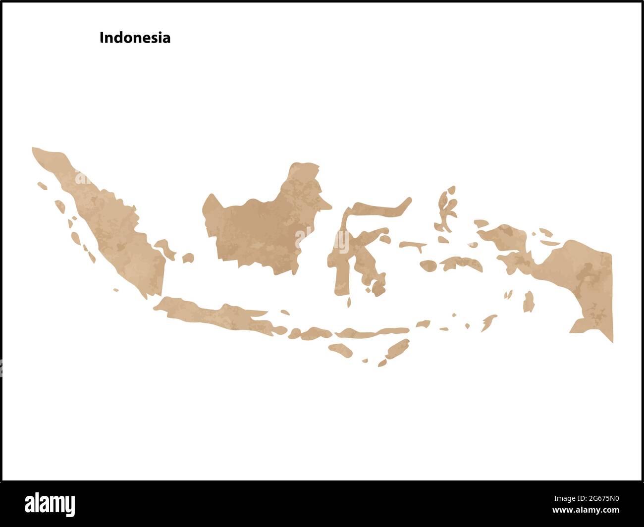 Old vintage paper textured map of Indonesia Country - Vector ...
