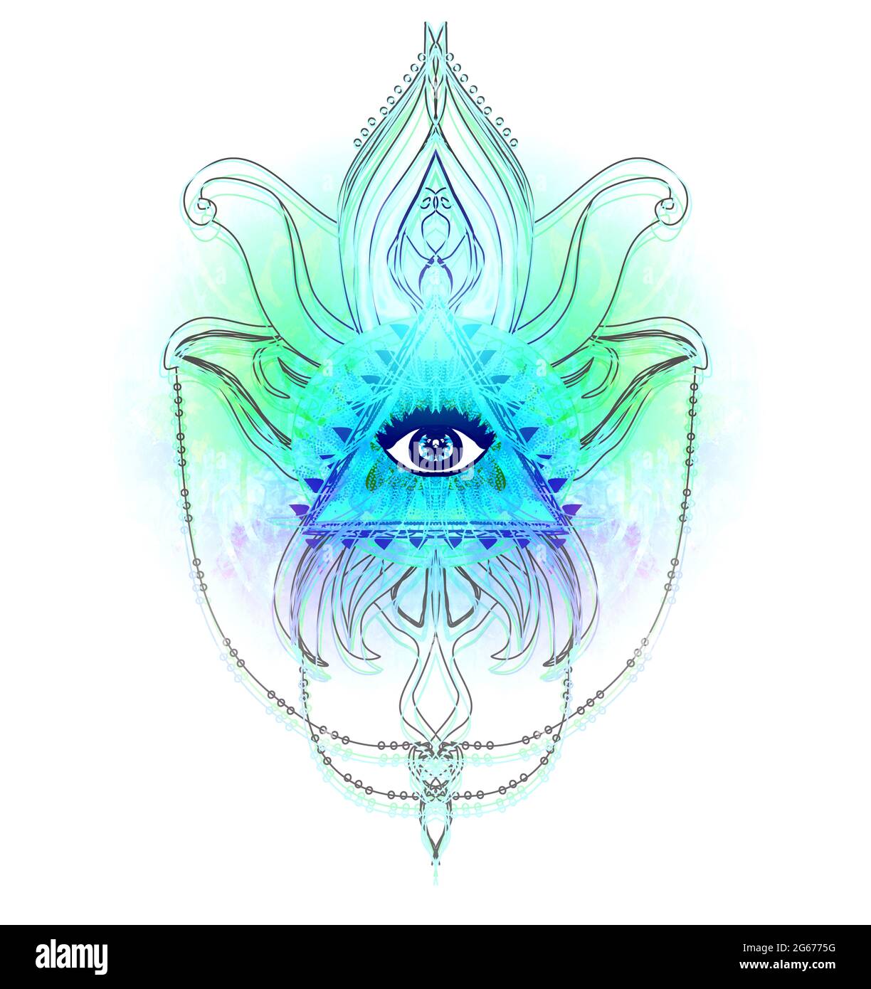 All seeing eye inside triangle pyramid Stock Photo - Alamy