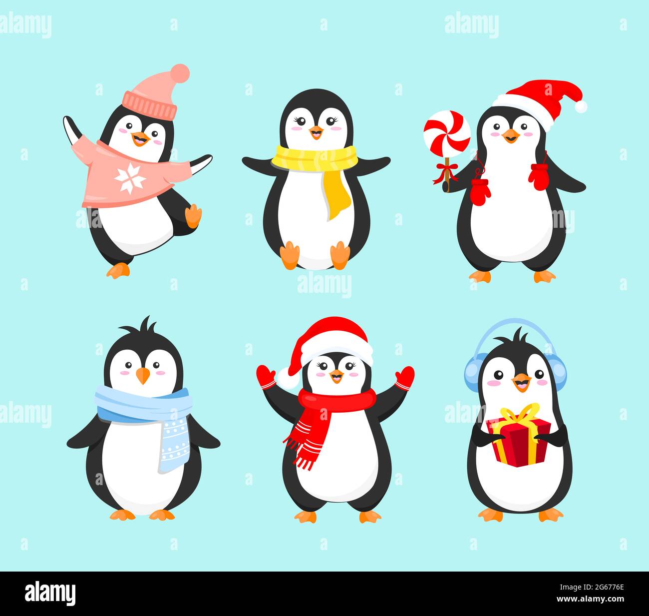Cute Penguin Holiday Clip Art Christmas Greeting Ecard Of A Cute