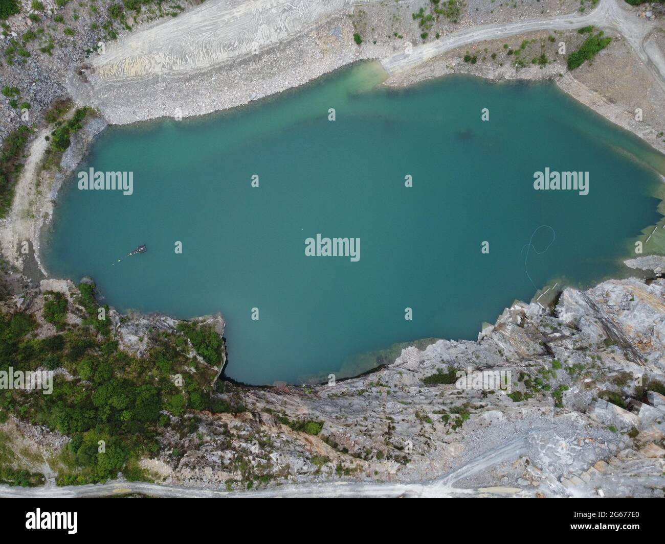 Delabole slate quarry cornwall England uk aerial drone Stock Photo - Alamy
