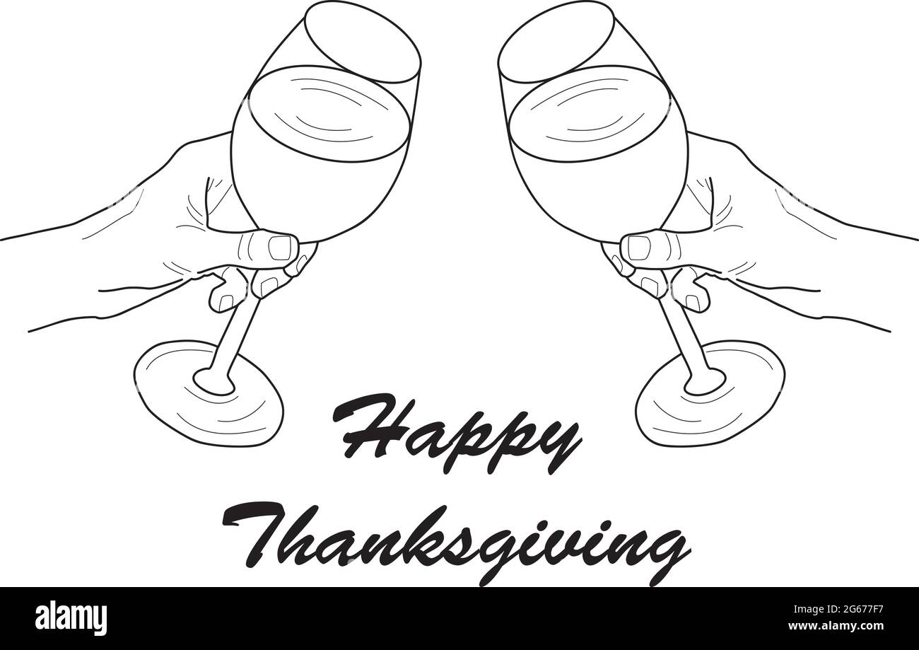 Happy Thanksgiving concept - Vector Line Art Stock Vector Image & Art ...