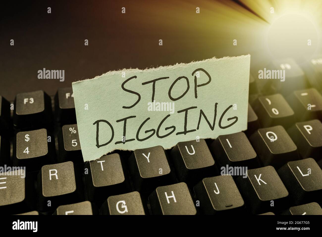 Sign displaying Stop Digging. Word for Prevent Illegal excavation ...