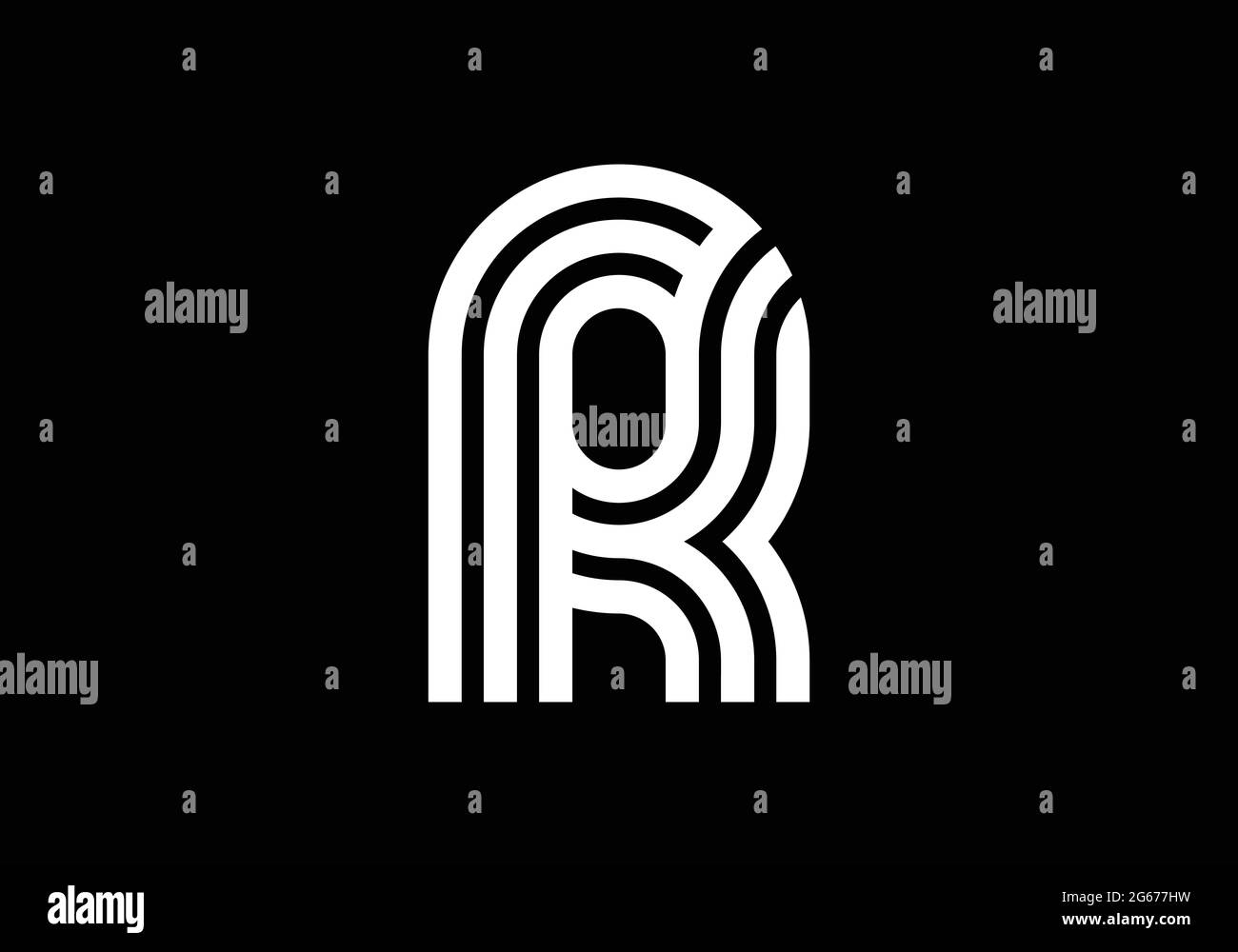 White Capital Lines Letter R. Creative Line Letters Design, Graphic ...