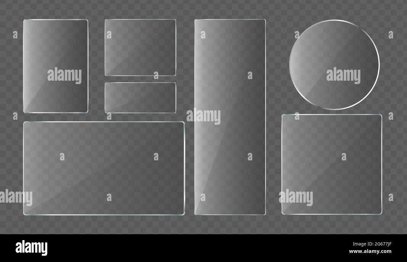 Vector illustration collection of Glass plates, protection glass for ...