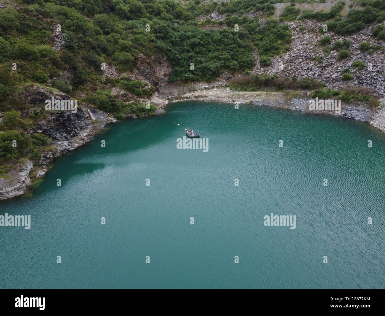 Delabole slate quarry cornwall England uk aerial drone Stock Photo - Alamy