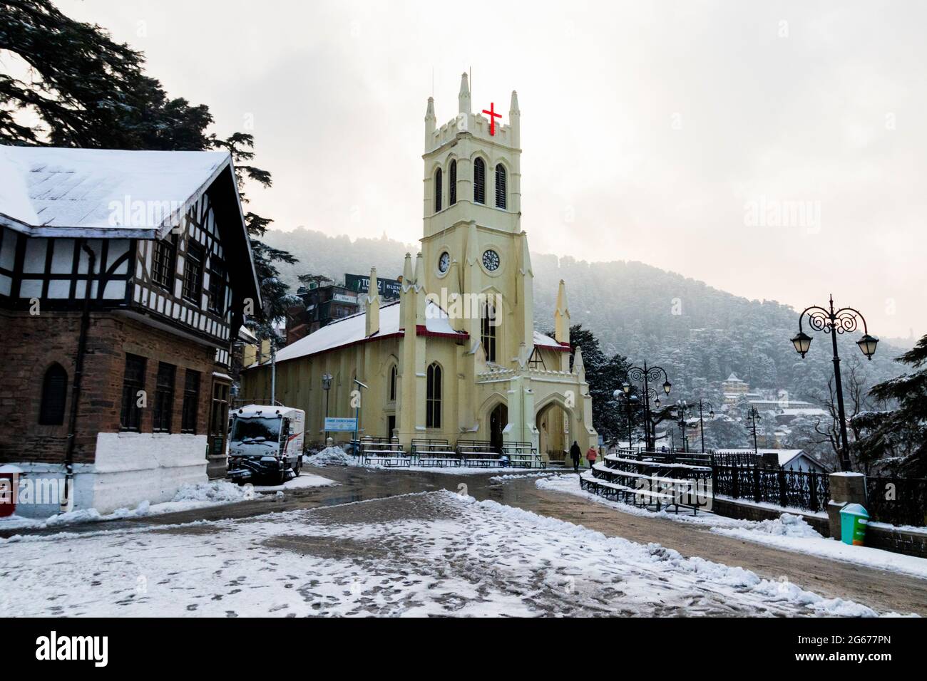 Latest views of Snowfall in Shimla Stock Photo - Alamy