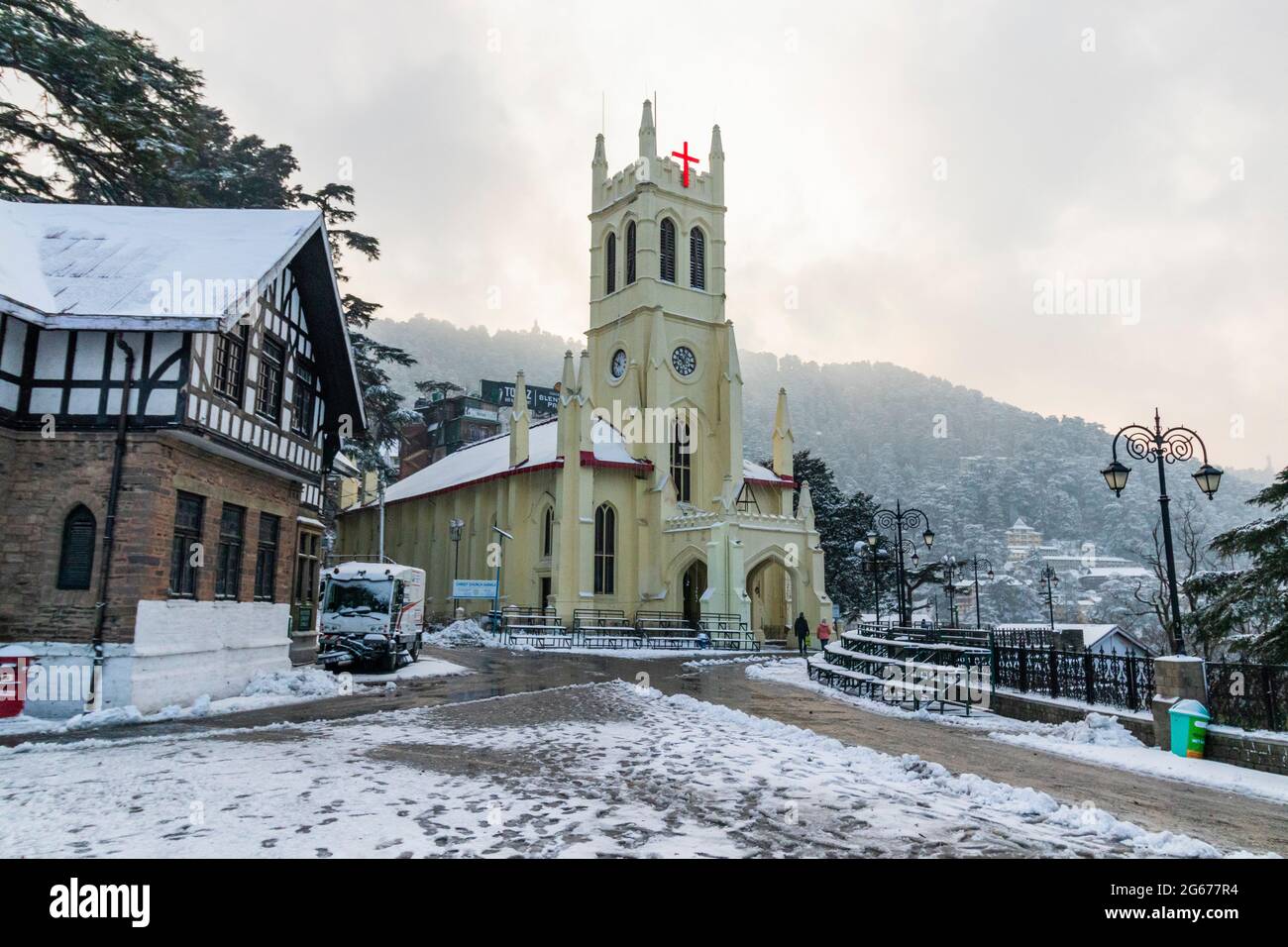 Latest views of Snowfall in Shimla Stock Photo - Alamy