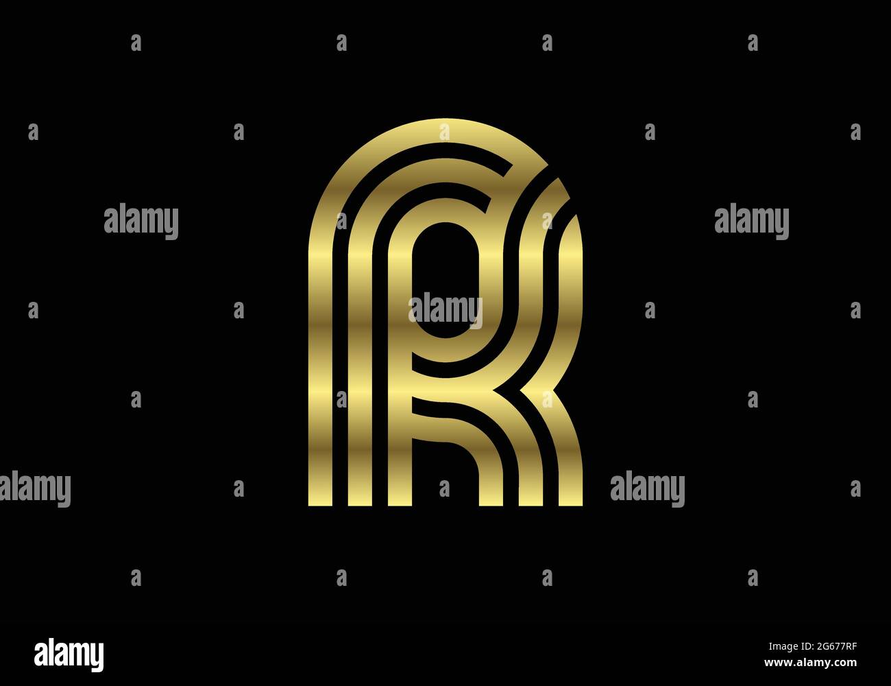 Golden Capital Lines Letter R. Creative Line Letters Design, Graphic ...