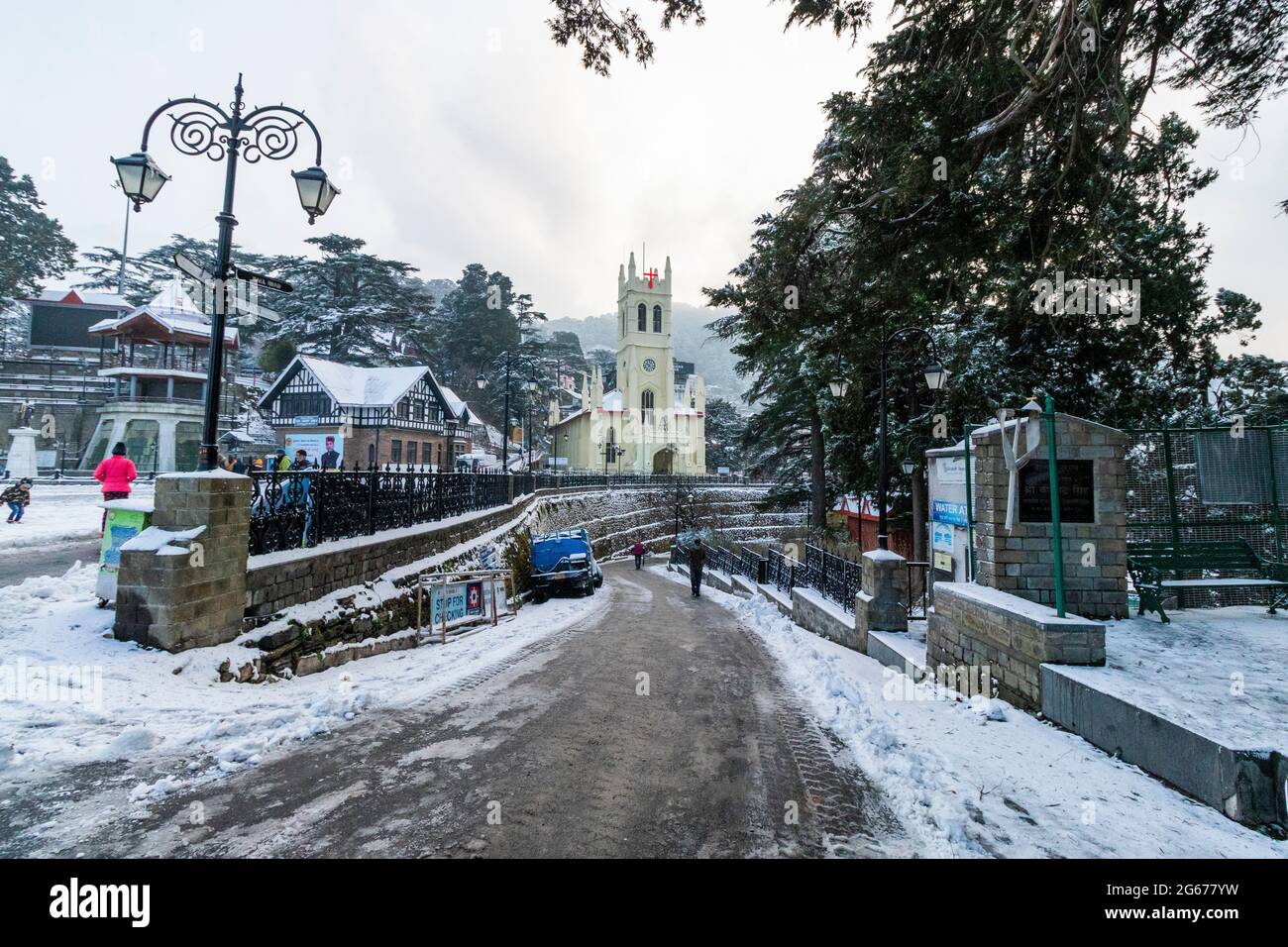 Latest views of Snowfall in Shimla Stock Photo - Alamy