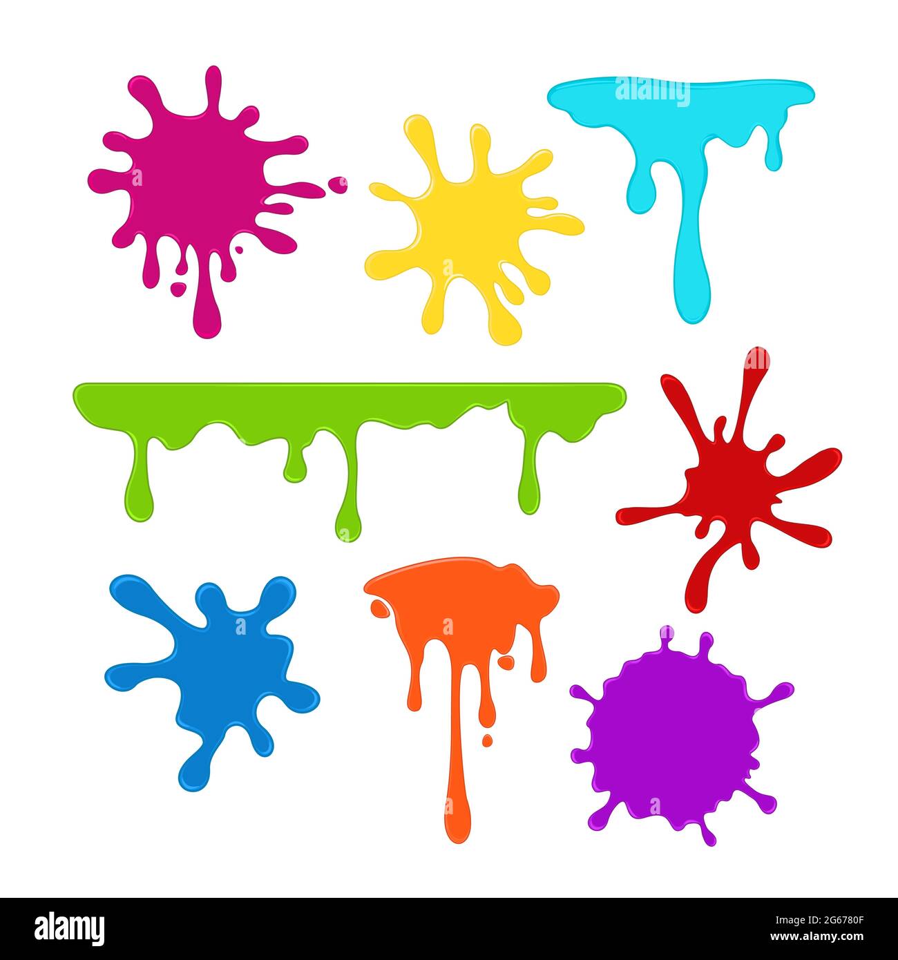 Vector illustration collection of bright colorful paint spots and ...