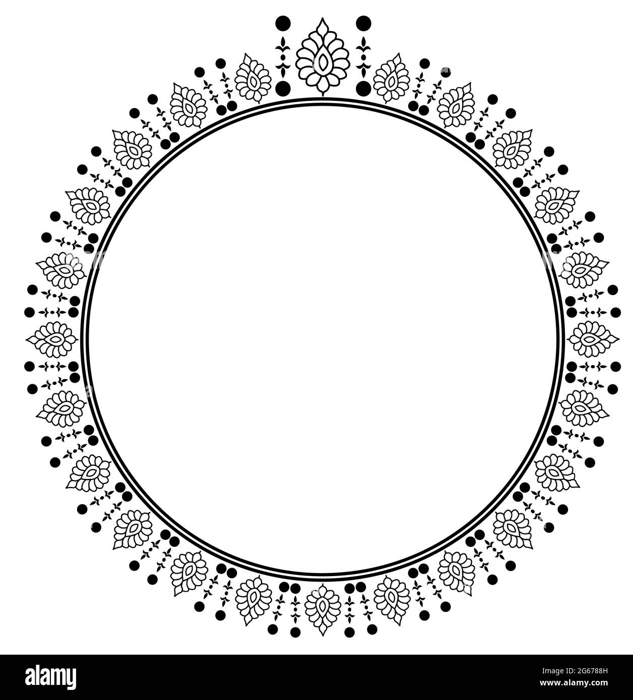 Floral round frame design concept isolated on white background - vector ...