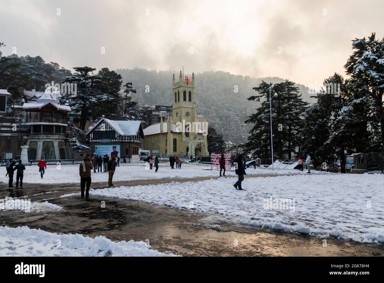Latest views of Snowfall in Shimla Stock Photo - Alamy