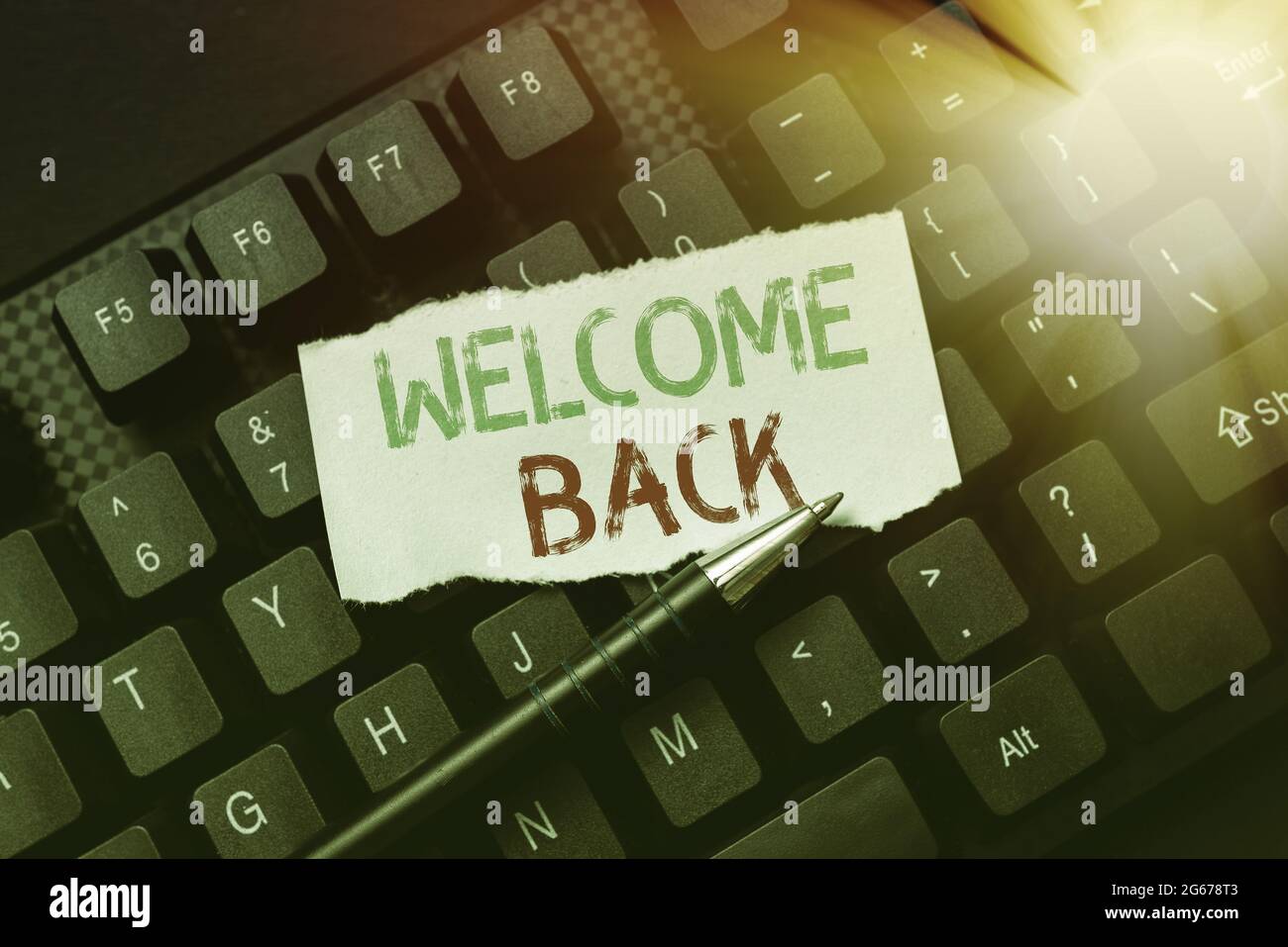 Writing displaying text Welcome Back. Internet Concept Warm Greetings ...