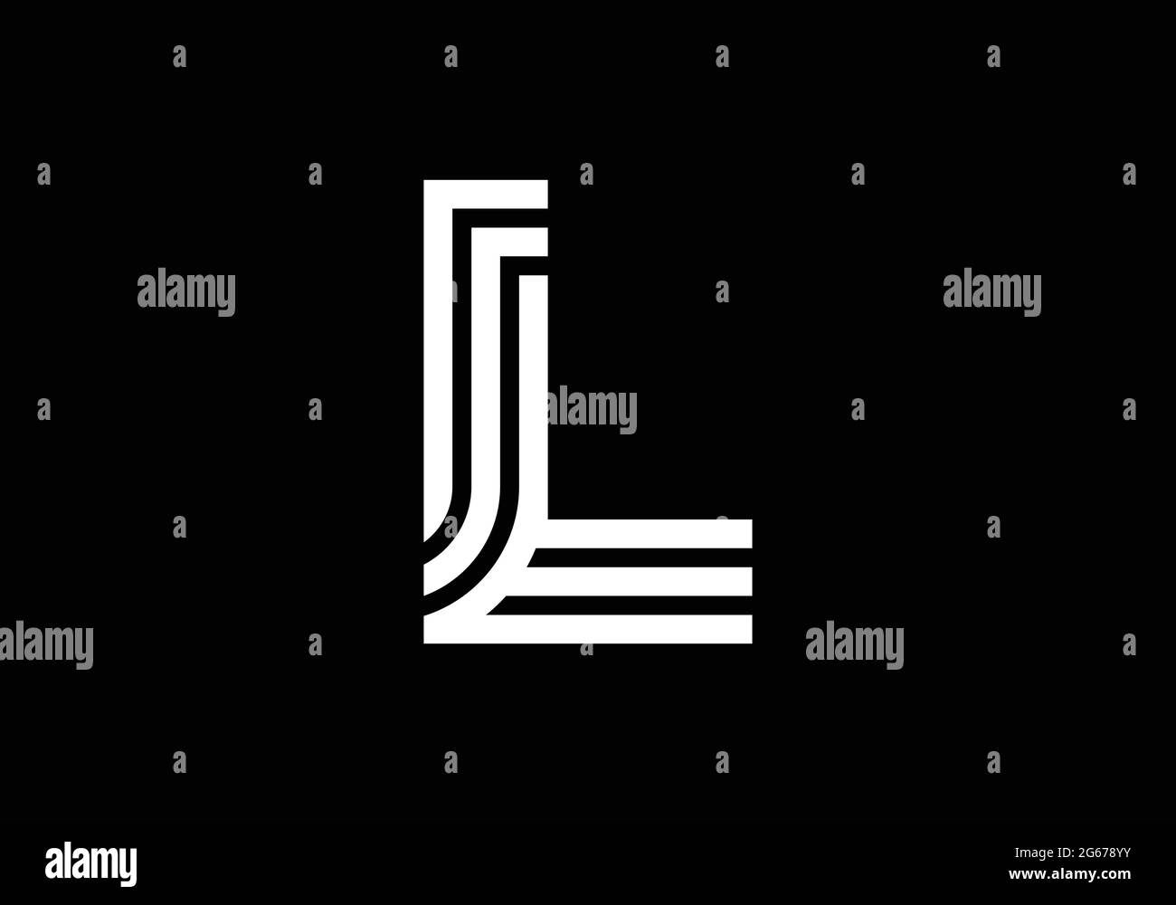 White Capital Lines Letter L. Creative Line Letters Design, Graphic ...