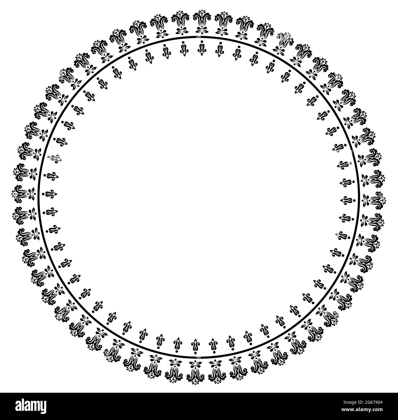 Floral round frame design concept isolated on white background - vector ...