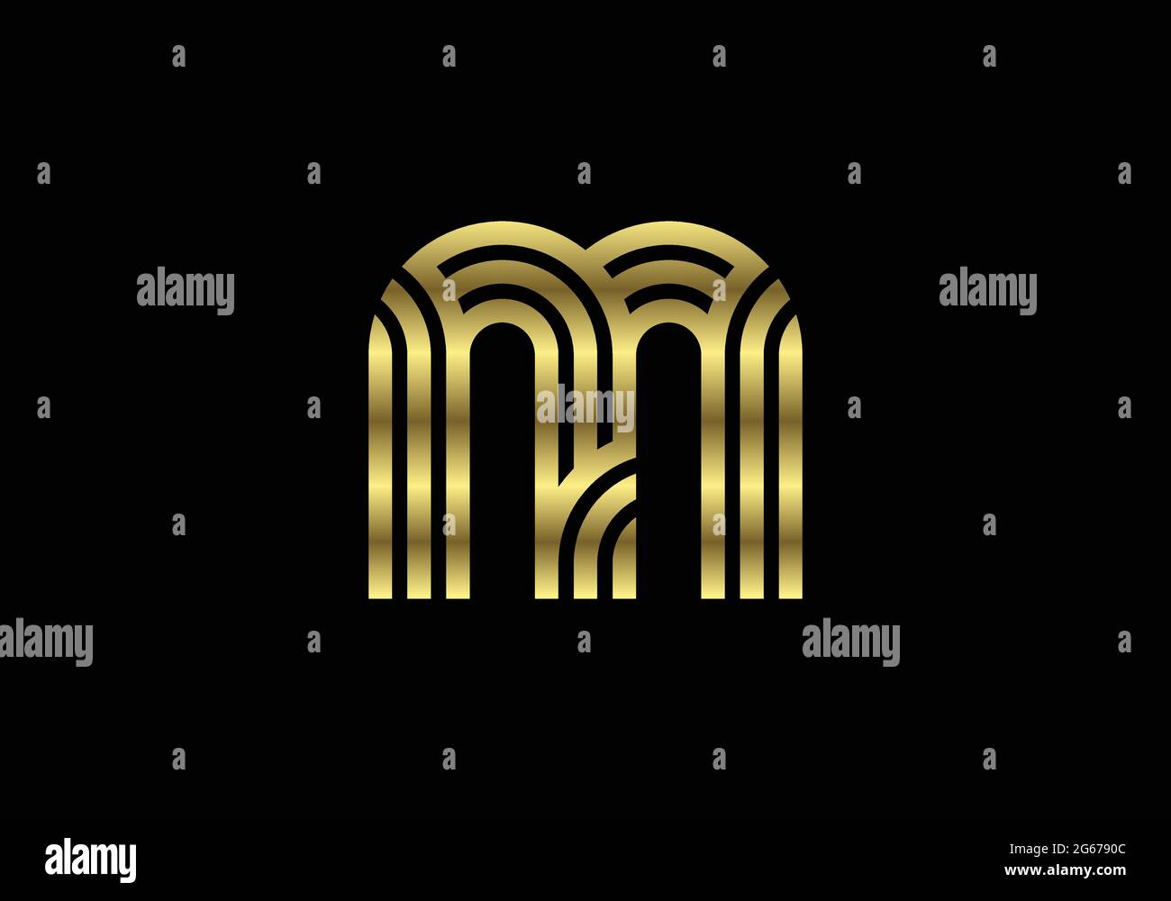 Golden Capital Lines Letter M. Creative Line Letters Design, Graphic ...