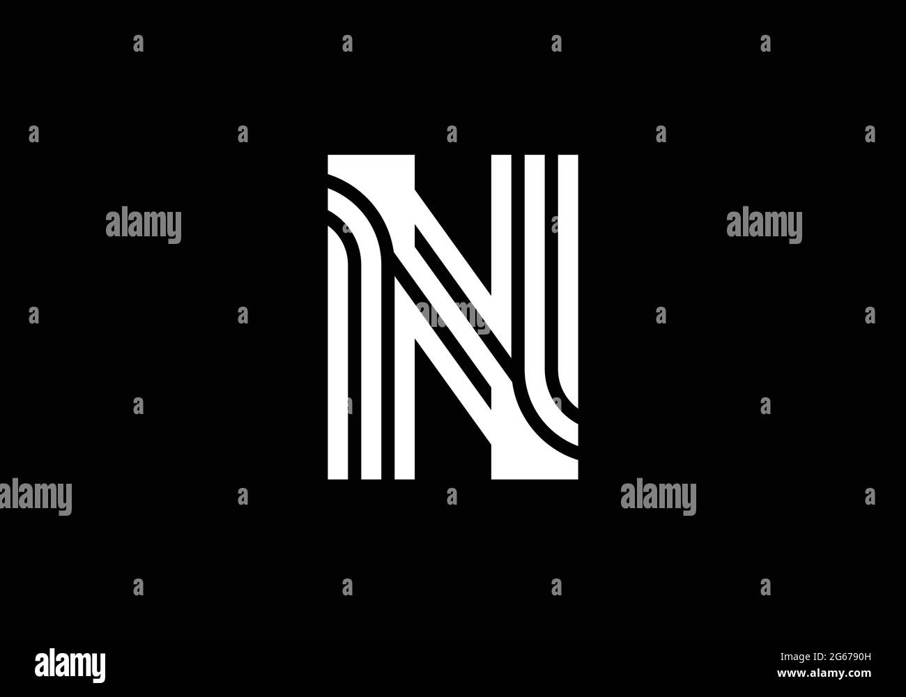 White Capital Lines Letter N. Creative Line Letters Design, Graphic ...