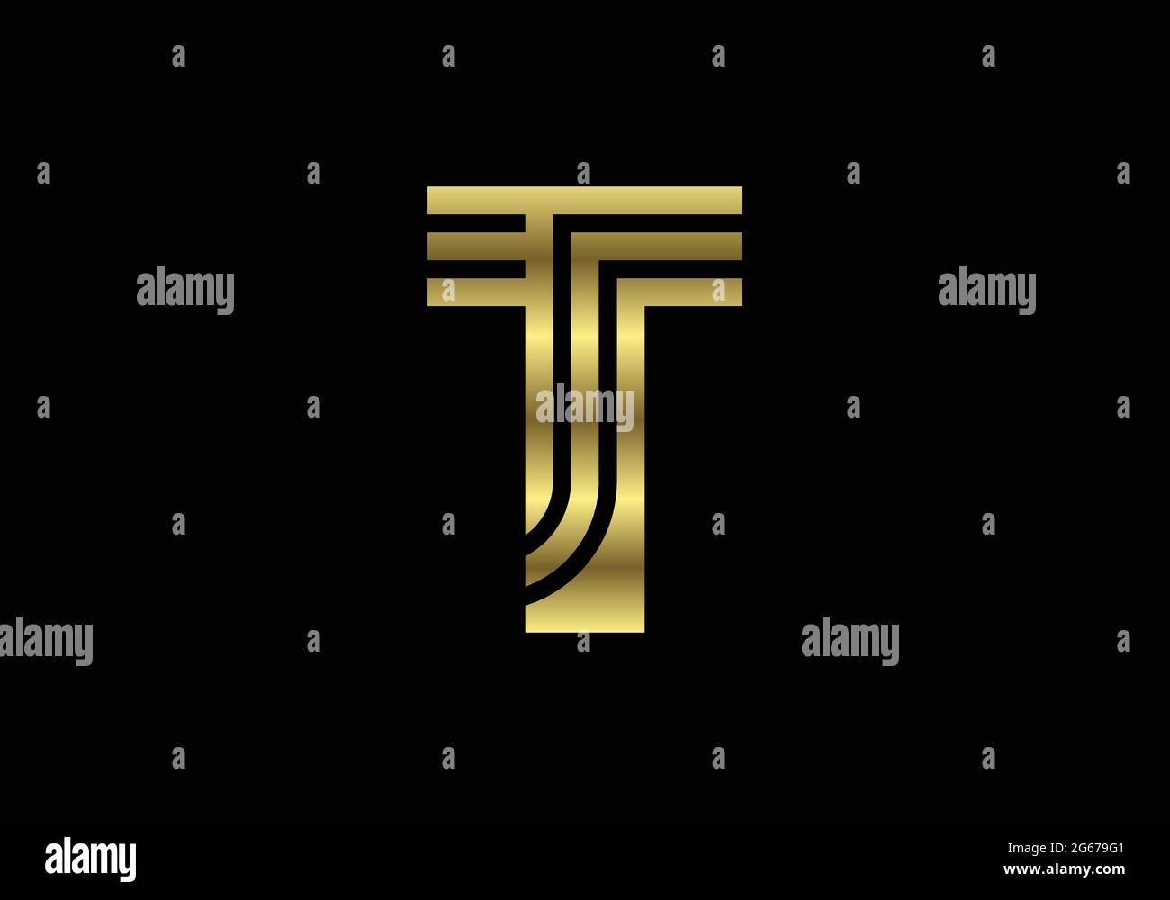 Golden Capital Lines Letter T. Creative Line Letters Design, Graphic ...