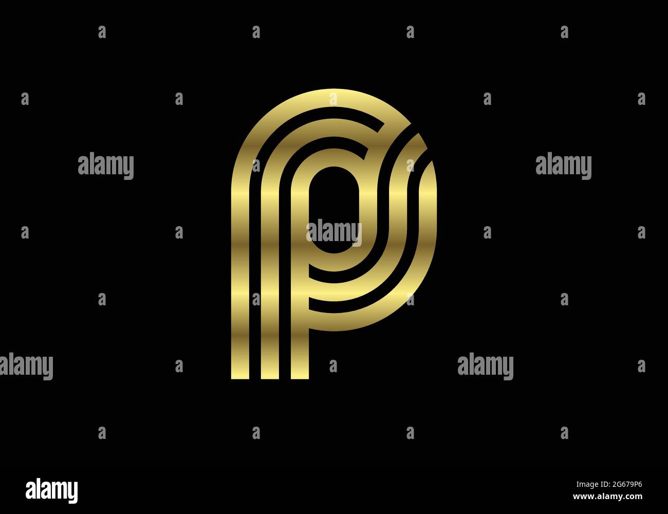 Golden Capital Lines Letter P. Creative Line Letters Design, Graphic ...